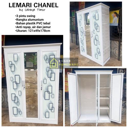 Jual (KHUSUS BOGOR) LEMARI 3PINTU SWING PLASTIK PVC RANGKA ALUMUNIUM ...