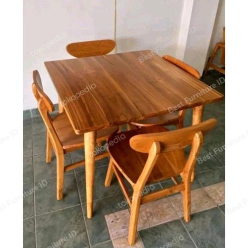 Jual Meja Makan Cafe Minimalis 4 Kursi Ropan Jati - Non Finishing ...