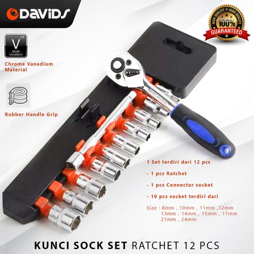 Jual Kunci Socket Set Shock Sock Sok Shok Ratchet Krek Wrench Tools 12 ...
