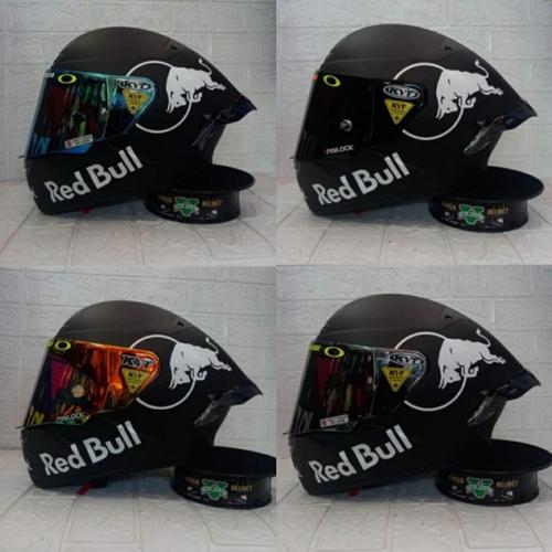 Jual KYT HELM TT COURSE SOLID BLACK MATT PAKET GANTENG RED BULL SNI DOT ...