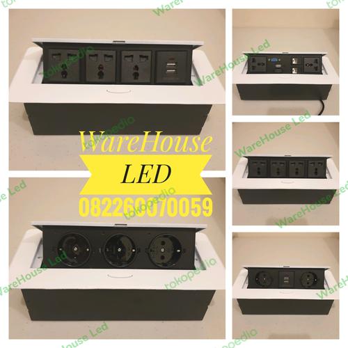 Promo Stop Kontak Meja Flip Up Stopkontak Table Socket WHITE PUTIH ...