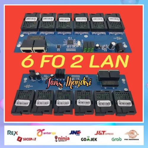 Jual PCB Media Converter 6 FO 2 LAN 100 Mbps Board only Switch Ethernet ...