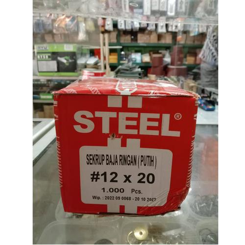 Jual baut roofing /baut baja ringan putih 12x20 drilling L STEEL (dus ...