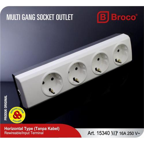 Jual Broco Stop Kontak 4 Lubang 15340 NCP Socket Terminal 4 Lbg ...