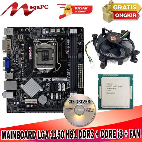 Jual Paket Mainboard Lga 1150 H81 DDR3 + ci3 4130 + Fan - GIGABYTE, TANPA RAM - Kota Bekasi ...