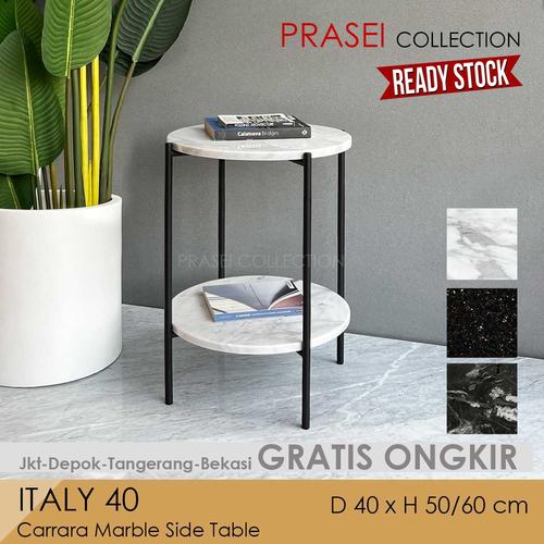 Jual ITALY 40 - Marble Side Table Meja Bulat Pojok Sudut Marmer Putih ...