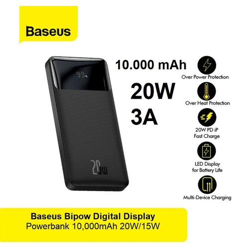 Jual Baseus Powerbank Bipow Digital Display 10000mAh 20W 3A Power Bank ...