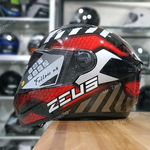 Jual ZEUS ZS 811C BLACK AL57 RED HELM FLAT VISOR TOURING - Kota ...
