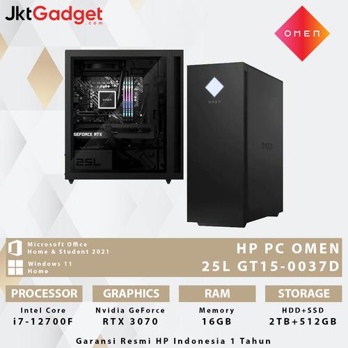 Promo HP PC DESKTOP OMEN 25L GT15-0037D i7-12700F 16GB 2TB+512GB RTX3070 W11 Cicil 0% 3x ...