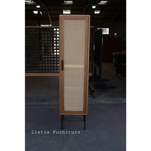 Jual lemari pakaian pintu 1 kayu jati rotan | lemari wardrobe pintu 1 ...