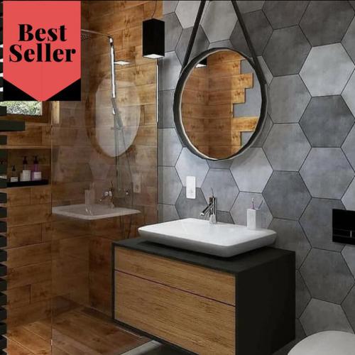 Jual KERAMIK HEXAGONAL MOZAIK MOSAIC KAMAR MANDI DINDING TEMBOK ABU ABU ...
