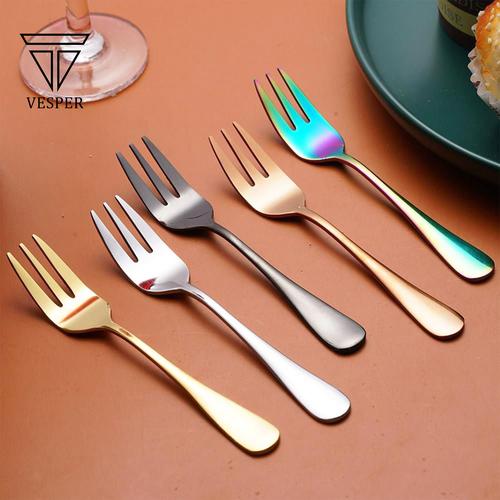Jual tea fork fruit cake stainless / garpu dessert kecil snack color ...