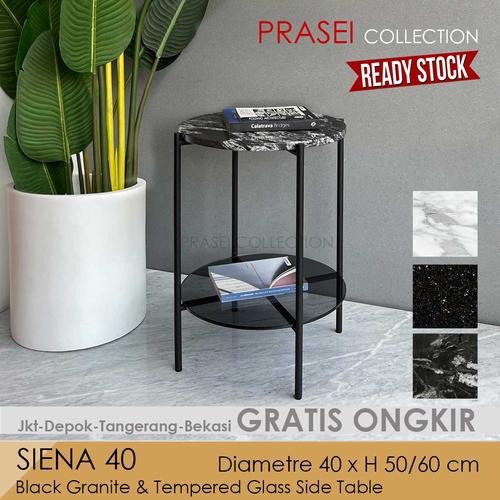 Jual SIENA 40 - Black Granite Tempered Glass Side Table Meja Granit ...