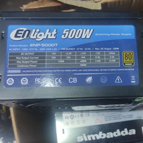Jual power supply pc psu pure 480watt 500watt 550watt 600watt 80+ murah ...