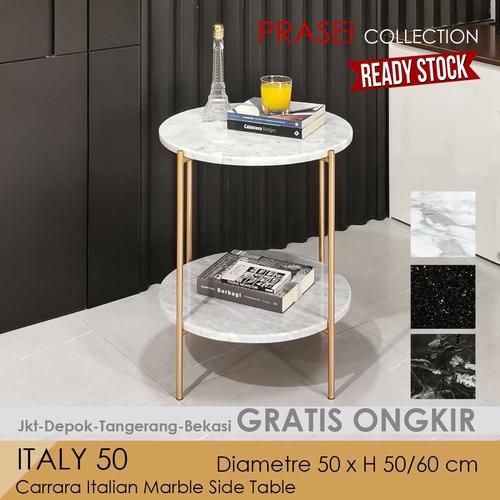 Jual ITALY 50 - Carrara Marble Corner Table Meja Bulat Susun Marmer ...