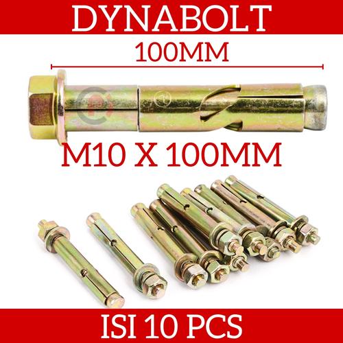Jual Isi 10Pcs Baut Tanam Tembok Dynabolt Dyna Bolt 10 x 100 mm M10 x ...