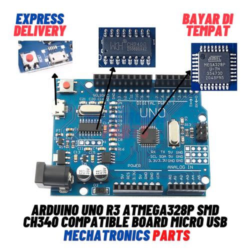 Jual ARDUINO UNO R3 ATMEGA328P SMD CH340 USB MICRO TANPA KABEL - Kota ...