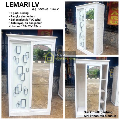Jual (KHUSUS BOGOR) LEMARI LV 2 PINTU SLIDING PLASTIK PVC RANGKA ...