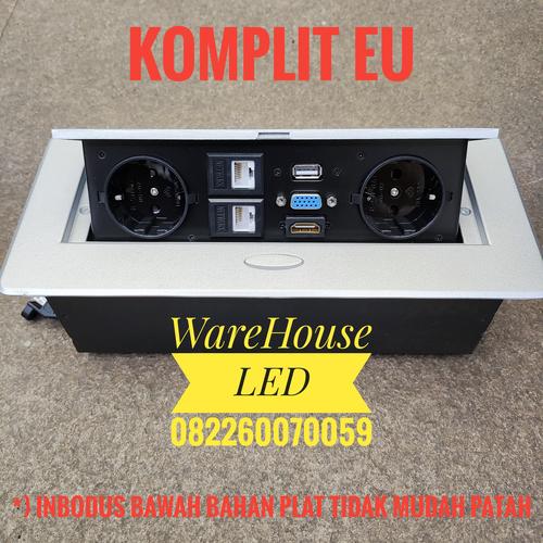 Promo Stop Kontak Meja Flip Up Stopkontak Table Socket SILVER - KOMPLIT ...
