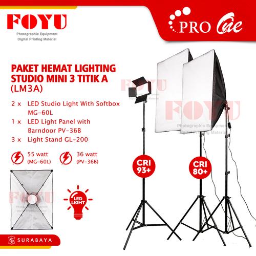 Promo Paket LED Studio Lighting Mini 3 Lampu LM3A Panel Barndoor Softbox Cicil 0% 3x - Kota ...
