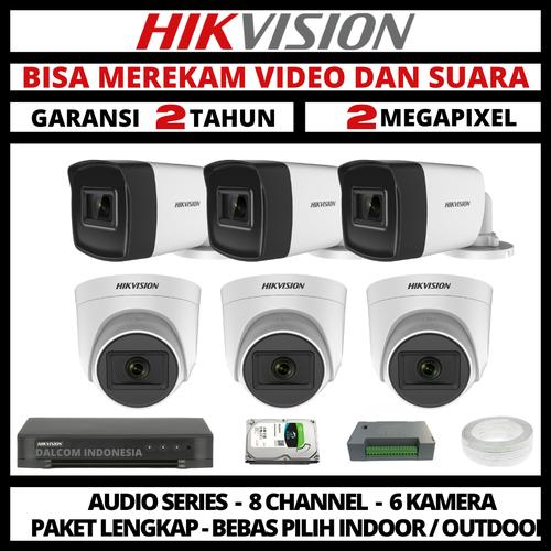 Promo paket cctv hikvision 2mp 8 channel 6 camera turbo hd 1080p kamera ...