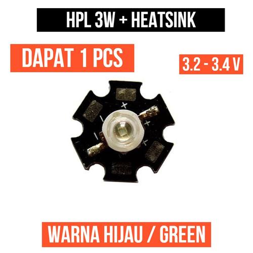 Jual Lampu HPL 3W Hijau Heatsink High Power LED Green 3 Watt W Star 1 ...