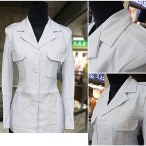 Jual seragam pdh wanita putih panjang seragam pns putih wanita kerah ...