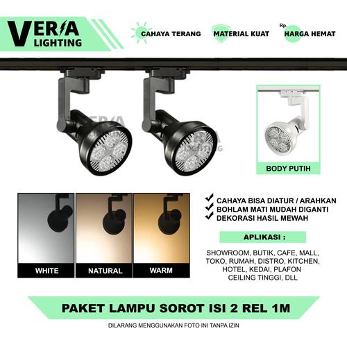 Jual Paket 2 Set Lampu Sorot Plafon Rel LED Spotlight Track Light Rell ...