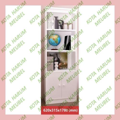 Jual lemari arsip kayu rak arsip dokumen 2 pintu 60 cm putih romaro rb ...