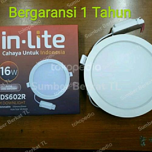 Jual Inlite Slim Downlight 16 Watt INDS602R / Lampu Panel Plafon in-lite 16 - Putih - Jakarta ...