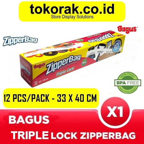 Jual BAGUS ZIPPERBAG TRIPLE LOCK 12'S 33 X 40 CM ZIPLOCK ZIPPER BAG ...