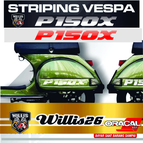Jual STICKER STIKER CUTTING VESPA 2 TAK UNIVERSAL PX PS P150X - Putih ...