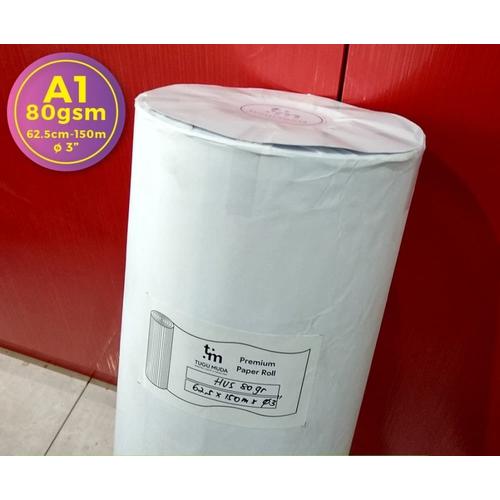 Jual Kertas HVS Roll Plotter 80gsm A1 (24"/24inch/62.5cm) Core 3 ...