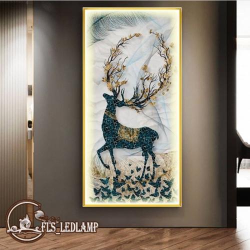 Jual Painting LED _ Azure Deer _ Frame Gold set - Kota Batam - FLS ...
