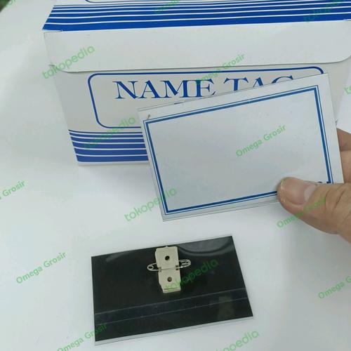 Jual Name Tag Mika Rigid dengan Penjepit dan Peniti / Box isi 50 pcs ...