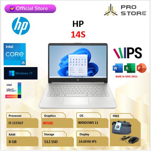 Promo HP 14S DQ4016TU i5 1155G7 16/512SSD IRISXE Win 11 OHS 14" Full HD ...
