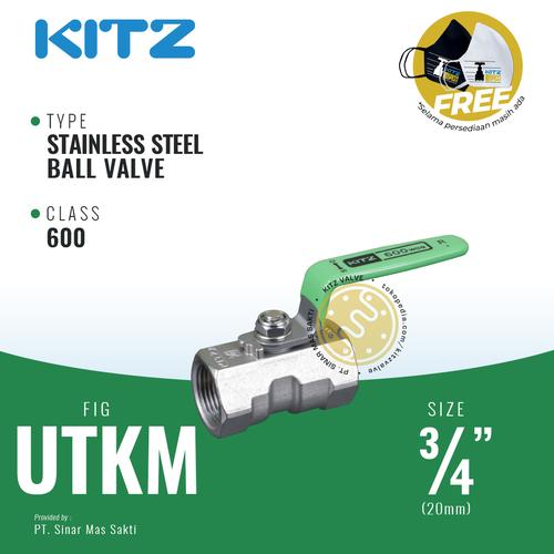 Jual KITZ Stainless Ball Valve Fig. 600 UTKM , 3/4" - 20mm , Drat Screw - Jakarta Pusat - KITZ ...