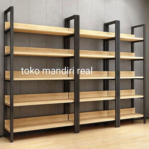 Jual rak supermarket /rak minuman /rak kayu besi 80x25x160 - Kota ...
