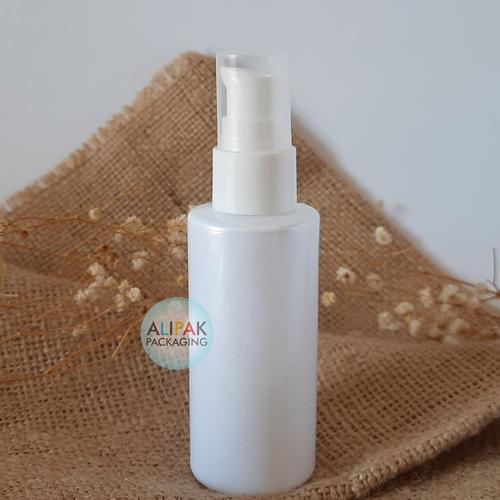 Jual BOTOL LOTION PUMP 50ML KACA PUTIH BAHU DATAR BOTOL ESSENCE 50BD ...