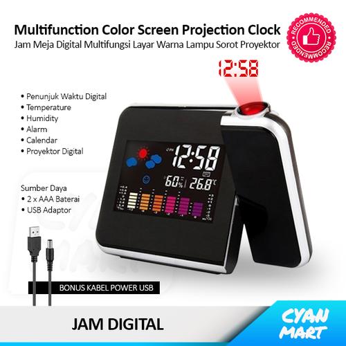 Promo Jam Meja Digital Alarm Kalender Proyektor Color LED Projection ...