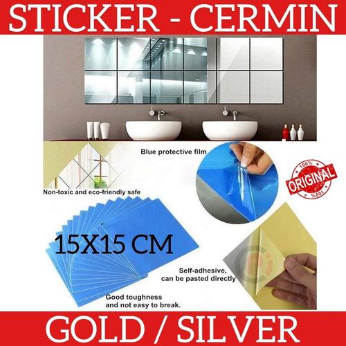 Jual Stiker Cermin Mirror Sticker Bentuk Kotak 15 x 15cm Acrylic Motif ...