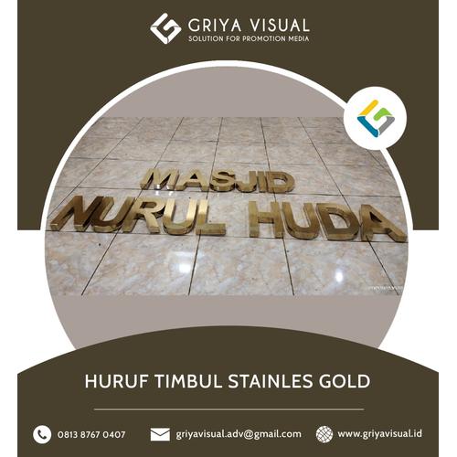 Jual HURUF TIMBUL STAINLESS GOLD ( Masjid Nurul Huda ) - Jakarta ...