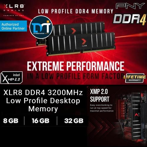 Promo PNY XLR8 DDR4 8GB 16GB 32GB 3200MHz - Low Profile Desktop Memory ...