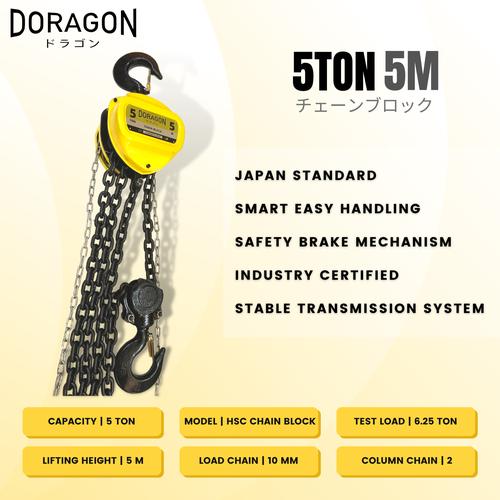 Jual DORAGON Chain Block 5 Ton 5 Meter Takel 5T x 5M Katrol Kerekan ...