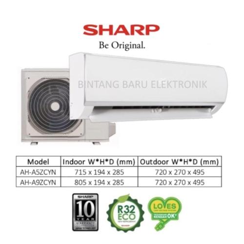 Jual AC SHARP 1/2 0,5 PK AH-A5ZCYN R32 SPLIT STANDARD TURBO COOLING - +PAKET PASANG3M - Jakarta ...