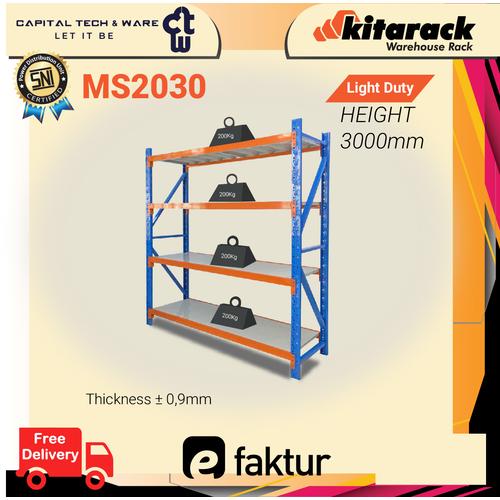 Jual WAREHOUSE RACK 3 METER 4 SUSUN - KITARACK MS2030 RAK GUDANG LIGHT ...