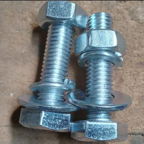 Jual baut mur baja 8.8 full drat m8×150 (ring plat+ring per Galvanis ...