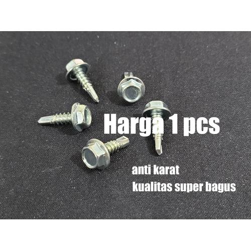 Jual harga 1 pcs 10x16 Baut Roofing Baja Ring Skrup Baja Ringan Reng ...