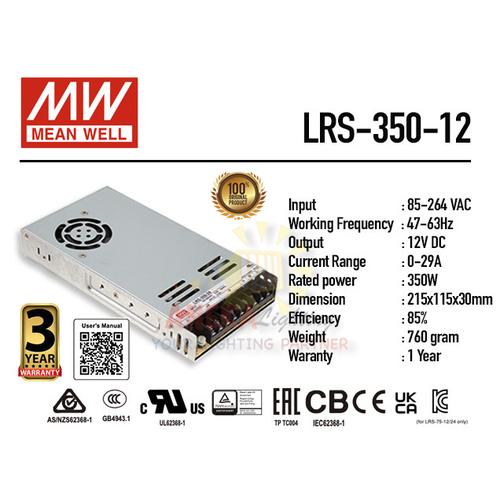 Jual Mean Well LRS-350-12 Travo 12V 350W Constant Voltage - Kota ...