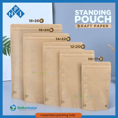 Jual STANDING POUCH KRAFT PAPER NON WINDOW ZIPLOCK MACAM UKURAN - Kota ...